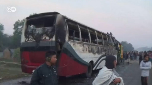 Seven burnt to death after bus firebombed